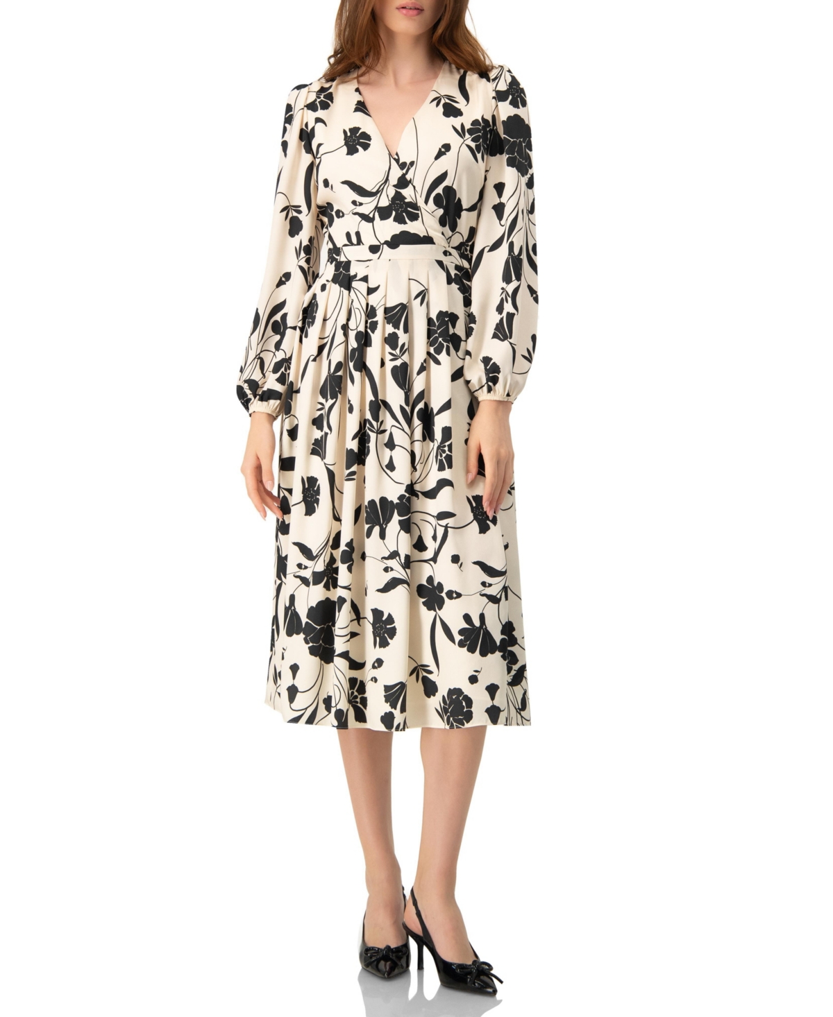 Click here for Ivonne Womens V-Neck Midi Dress with Long Sleeves... prices