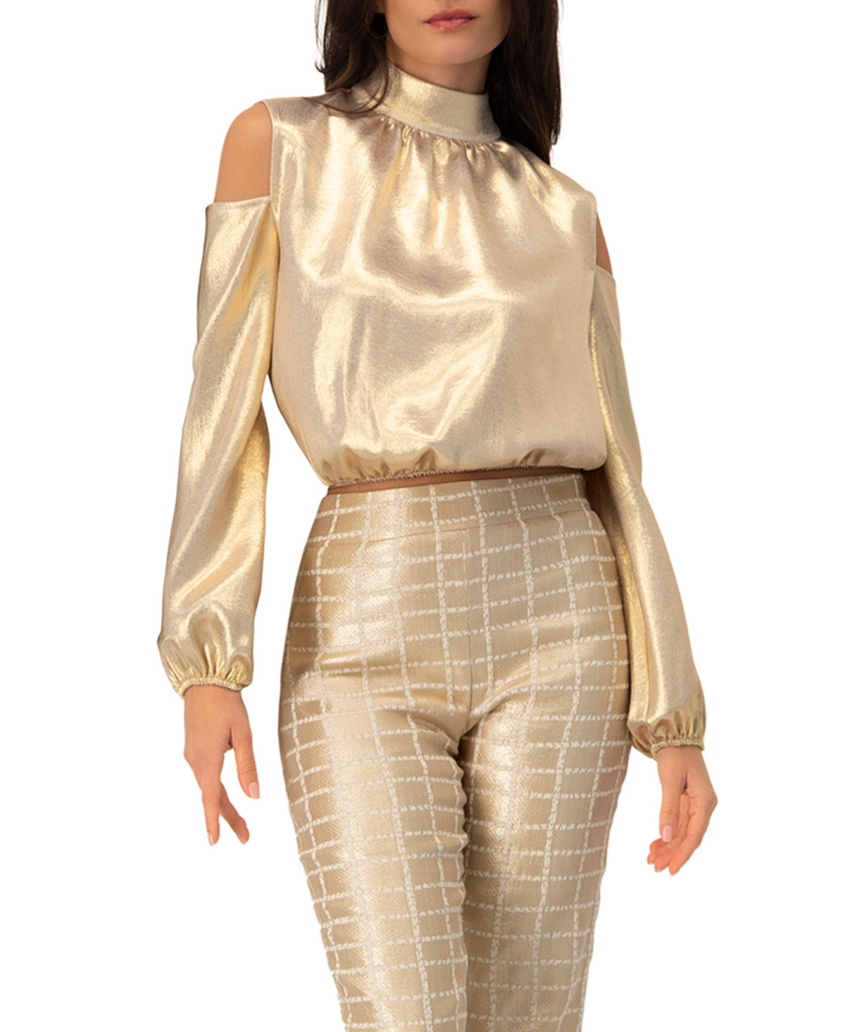 Click here for Ivonne Womens Cold-Shoulder Blouse with Back Bow T... prices