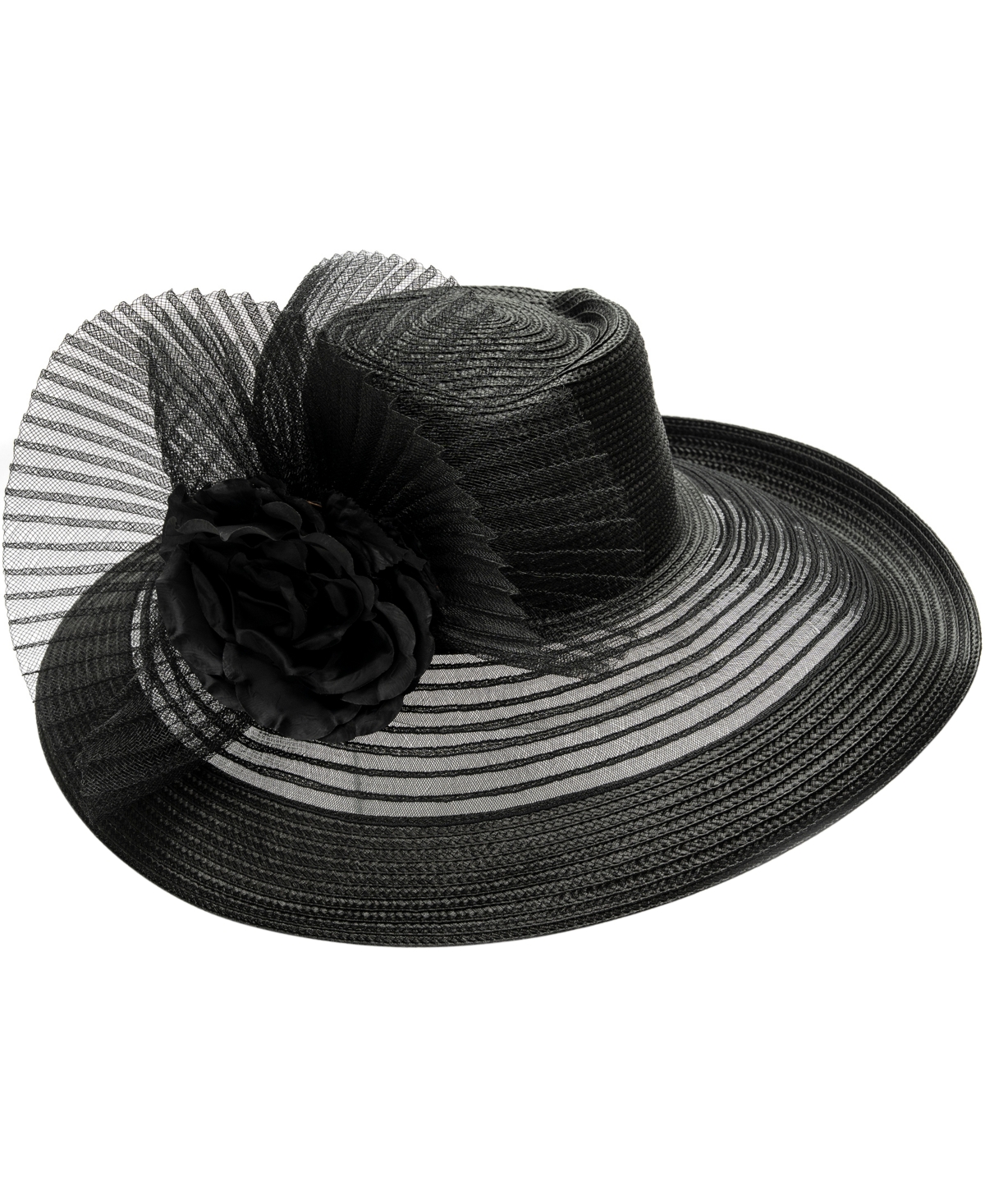 Click here for August Hats Sheer Brim Romantic Profile Hat - Blac... prices