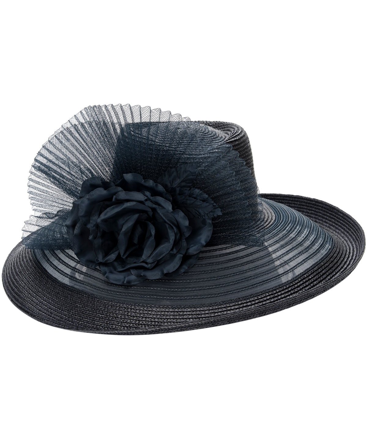 Click here for August Hats Sheer Brim Romantic Profile Hat - Navy prices