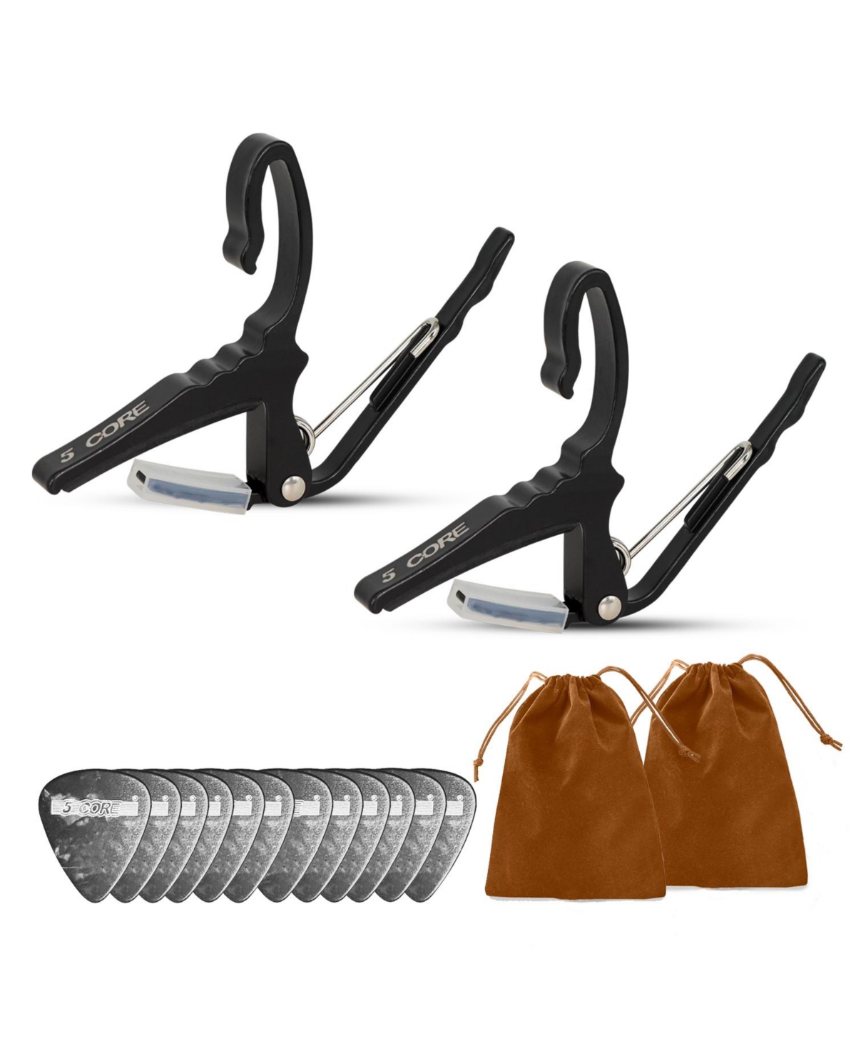 Click here for 5 Core Guitar Capo Pair Quick Change Acoustic Elec... prices