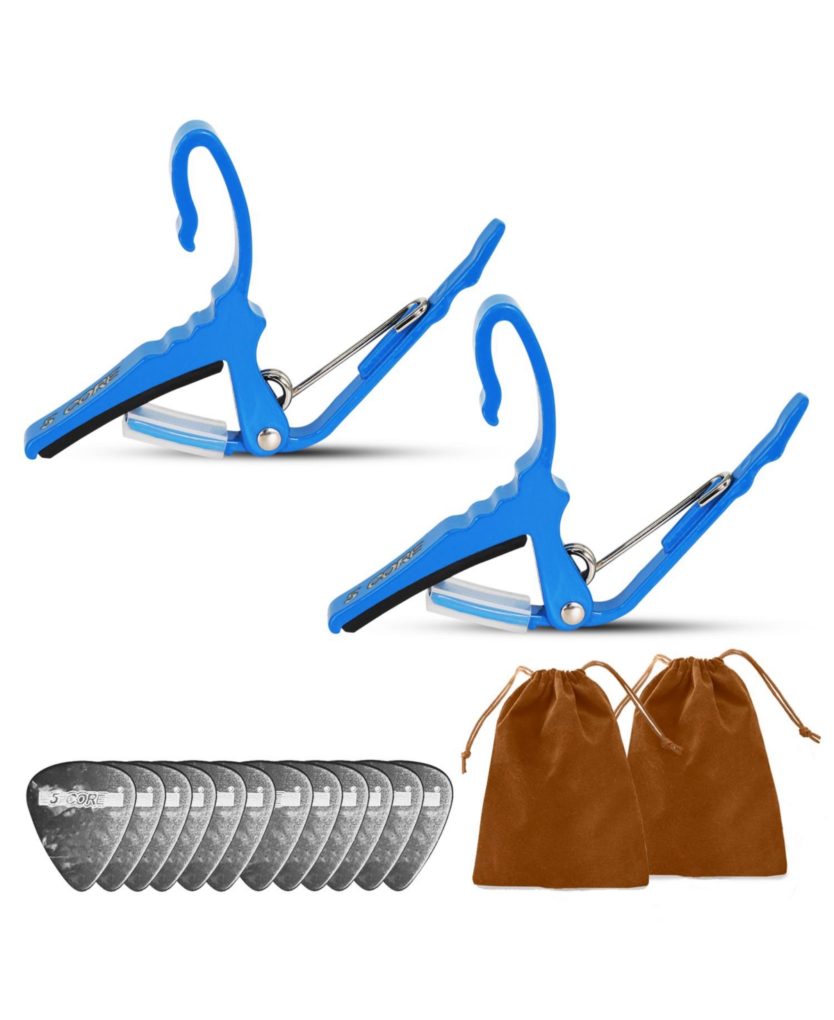 Click here for 5 Core Guitar Capo Pair Quick Change Acoustic Elec... prices