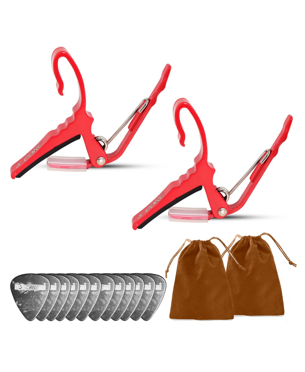 Click here for 5 Core Guitar Capo Pair Quick Change Acoustic Elec... prices