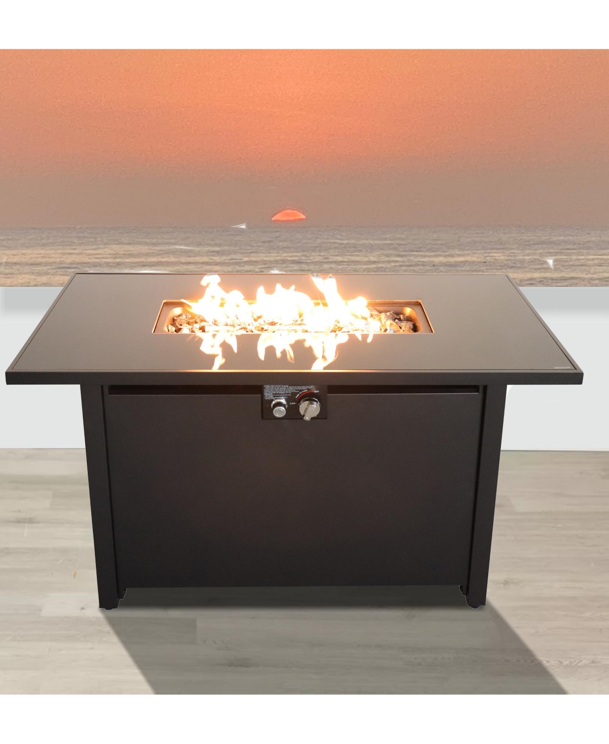 Click here for Flynama 43 Inch Smoked Glass Metal Rectangle Fire... prices