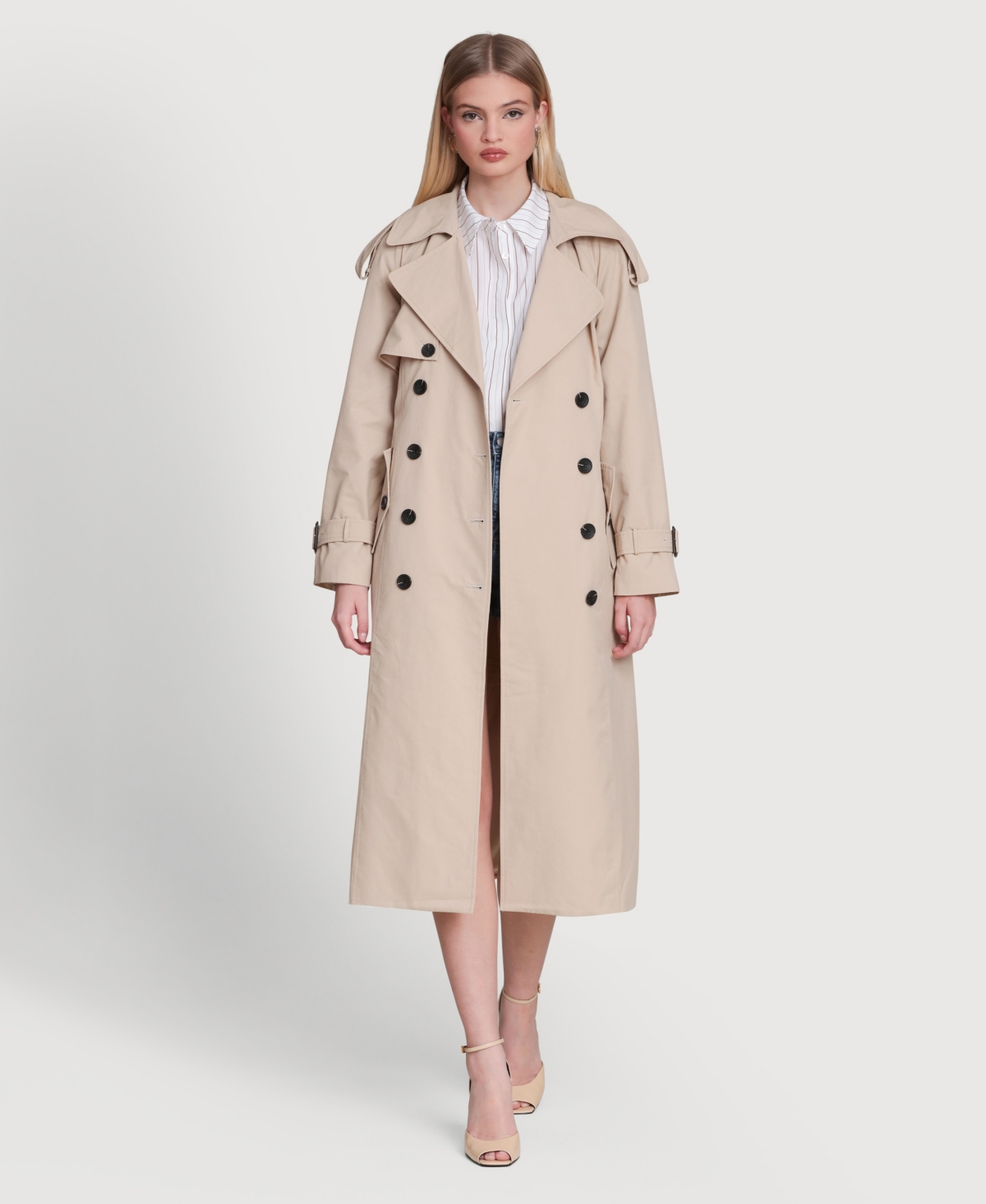 Click here for Avec Les Filles Womens Double Breasted Maxi Trench... prices