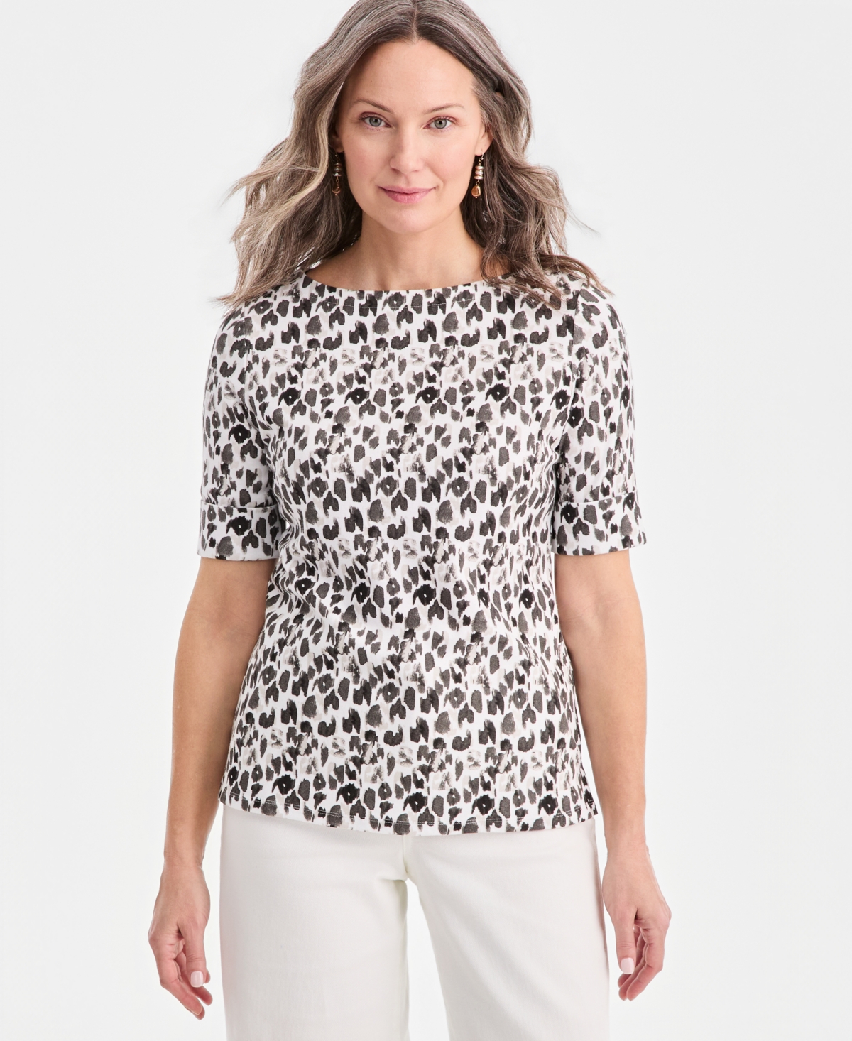 Click here for Style & Co Petite Elbow-Sleeve Boat Neck Knit Top... prices