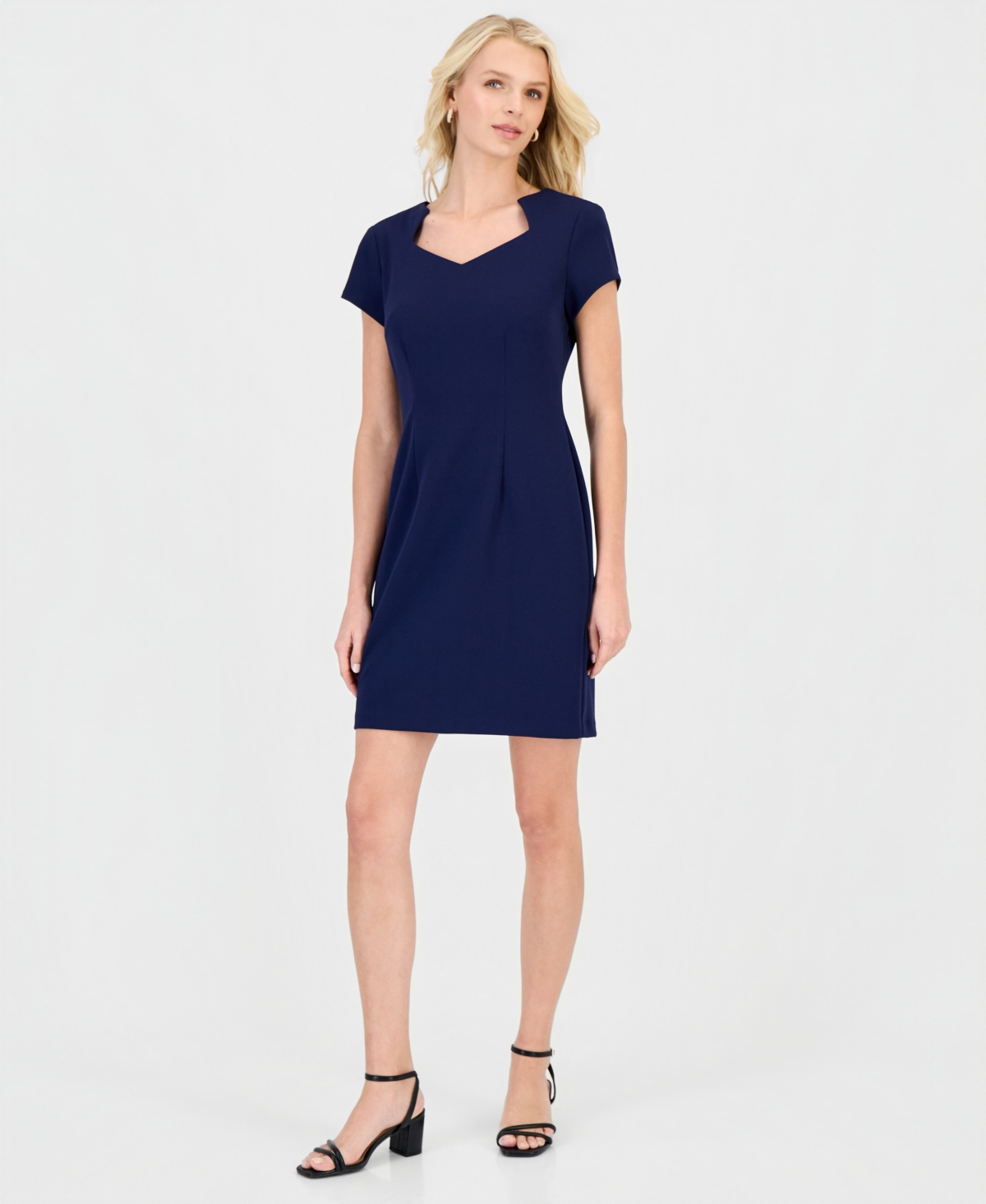 Click here for Connected Petite Notched-Neck Cap-Sleeve Sheath Dr... prices