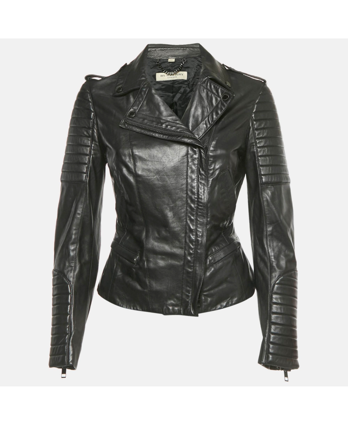 Click here for Pre-Owned Burberry Womens Black Leather Biker Jack... prices