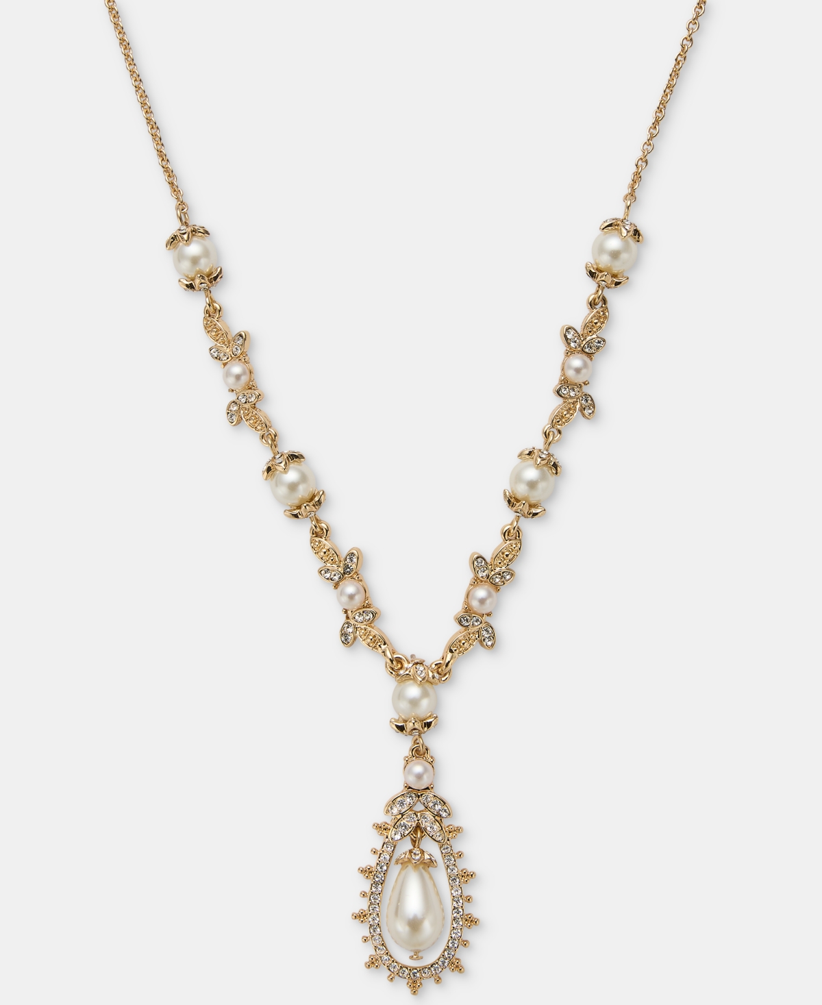 Click here for Marchesa Crystal & Imitation Pearl Lariat Necklace... prices