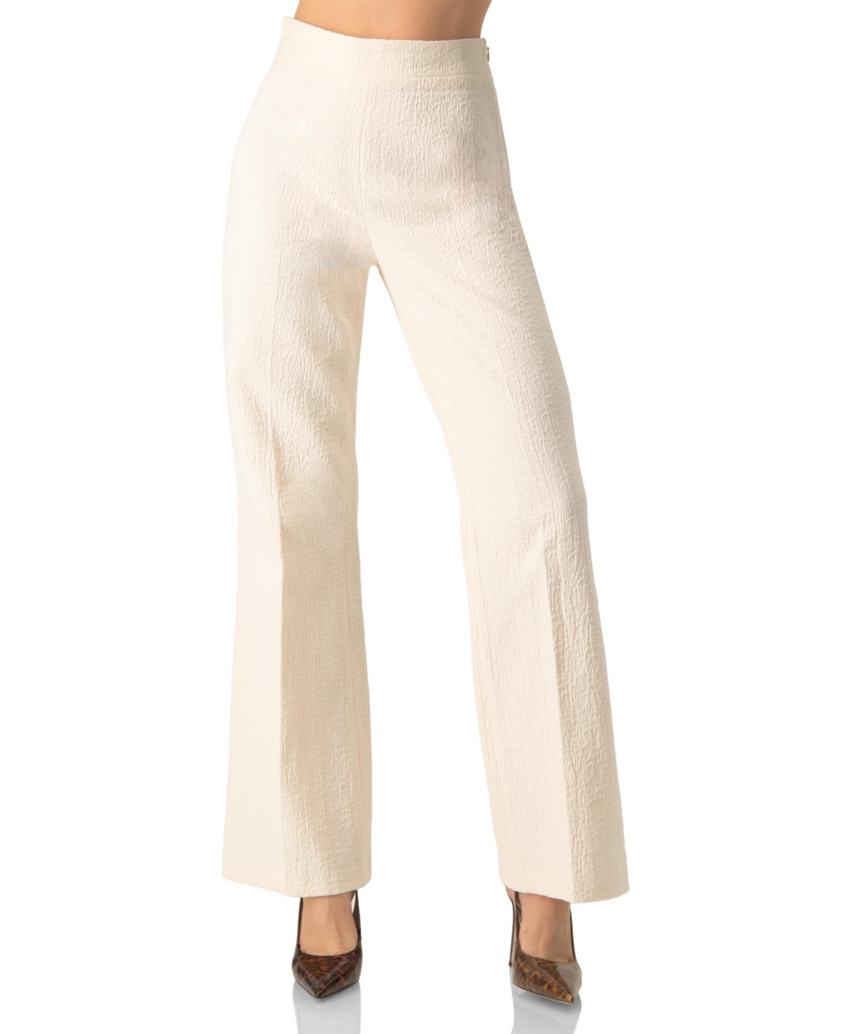 Click here for Ivonne Womens Wide-Leg Textured Trousers with Side... prices