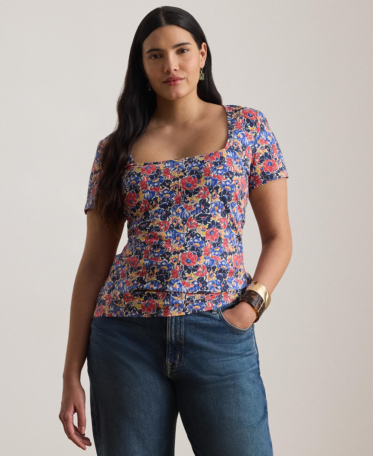 Click here for Lauren Ralph Lauren Plus Size Floral Cotton Jersey... prices