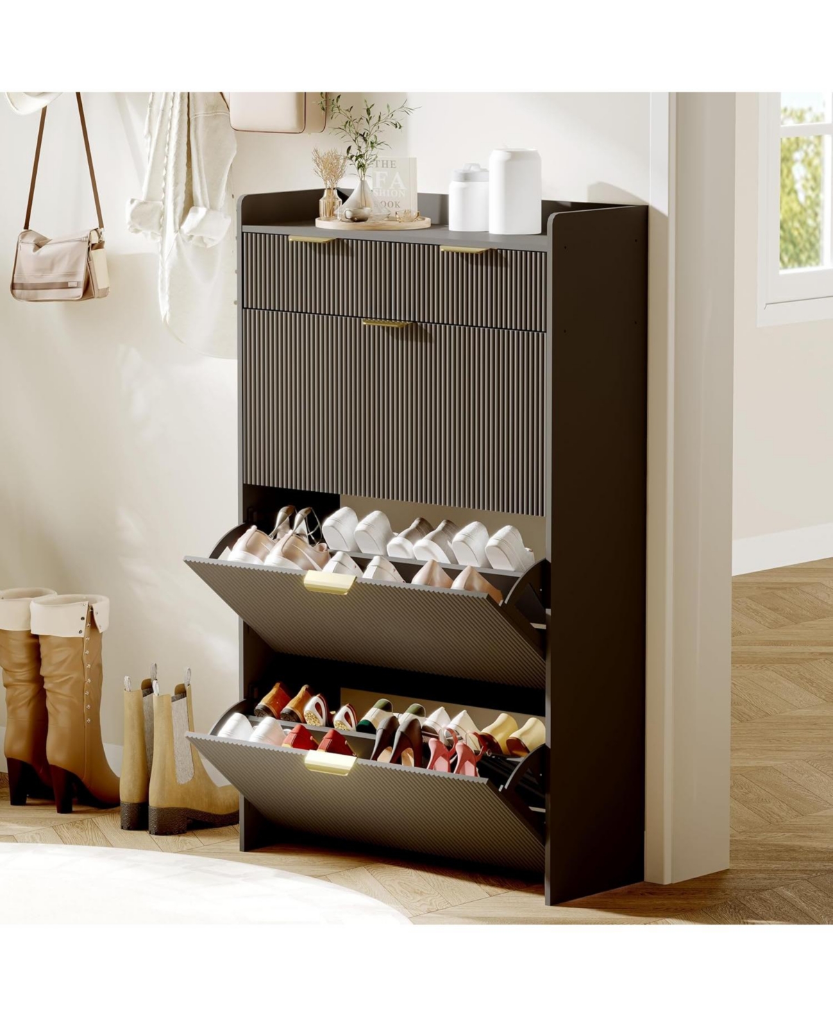 Click here for gaomon Wave Design Shoe Cabinet with 3 Slip Drawer... prices