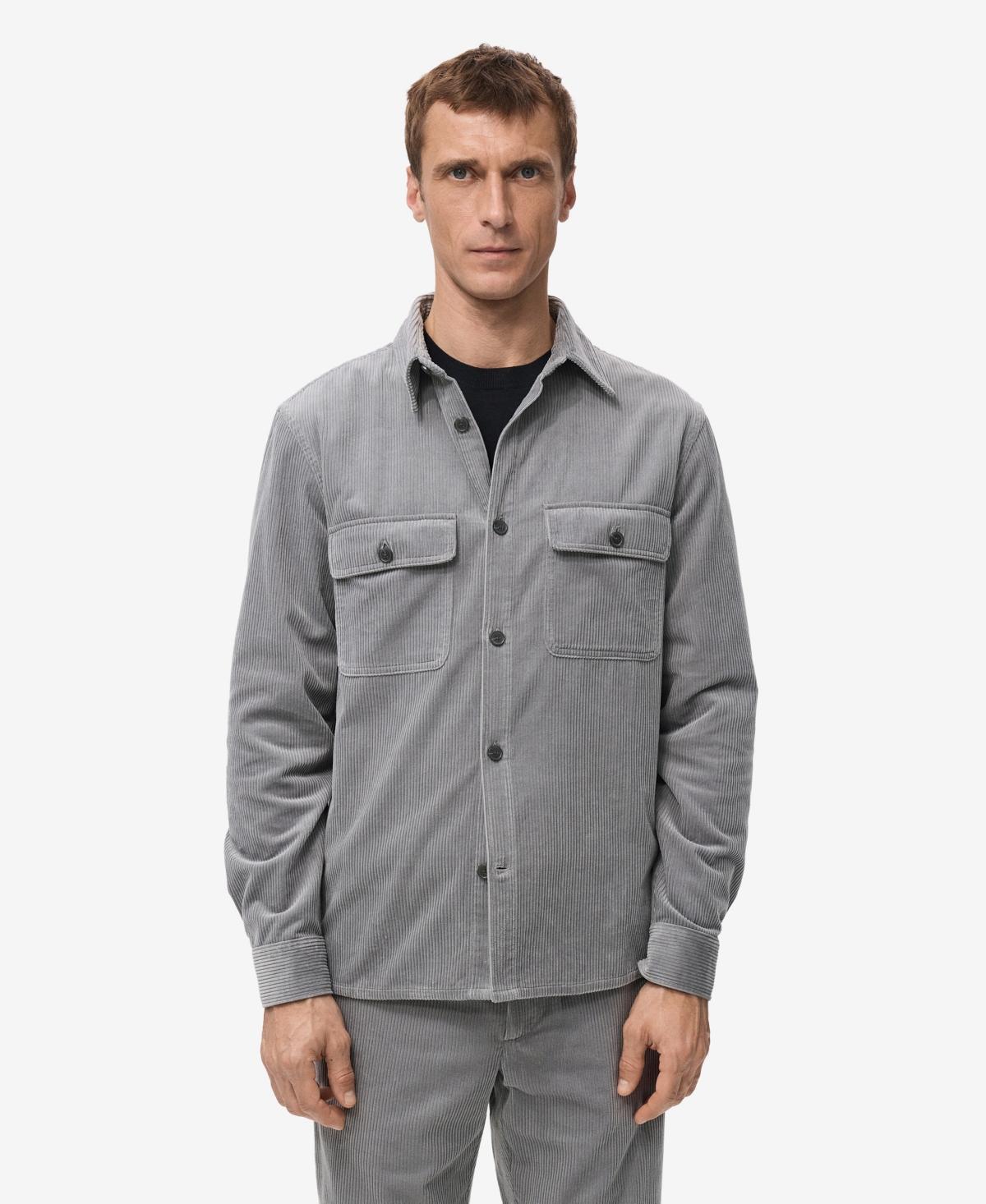 Click here for Mango Mens Pockets Corduroy Overshirt - Light Heat... prices