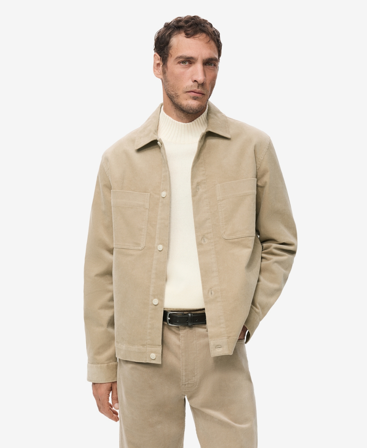 Click here for Mango Mens Pockets Corduroy Overshirt - Sand prices
