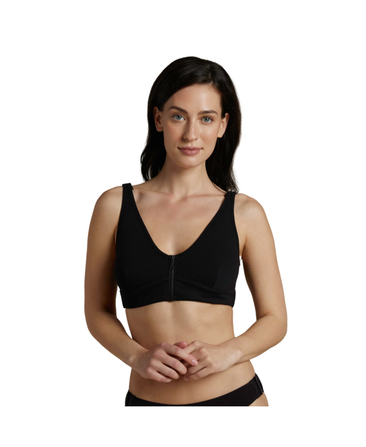 Click here for Slick Chicks Womens Wireless Zip Front Bra - Black prices