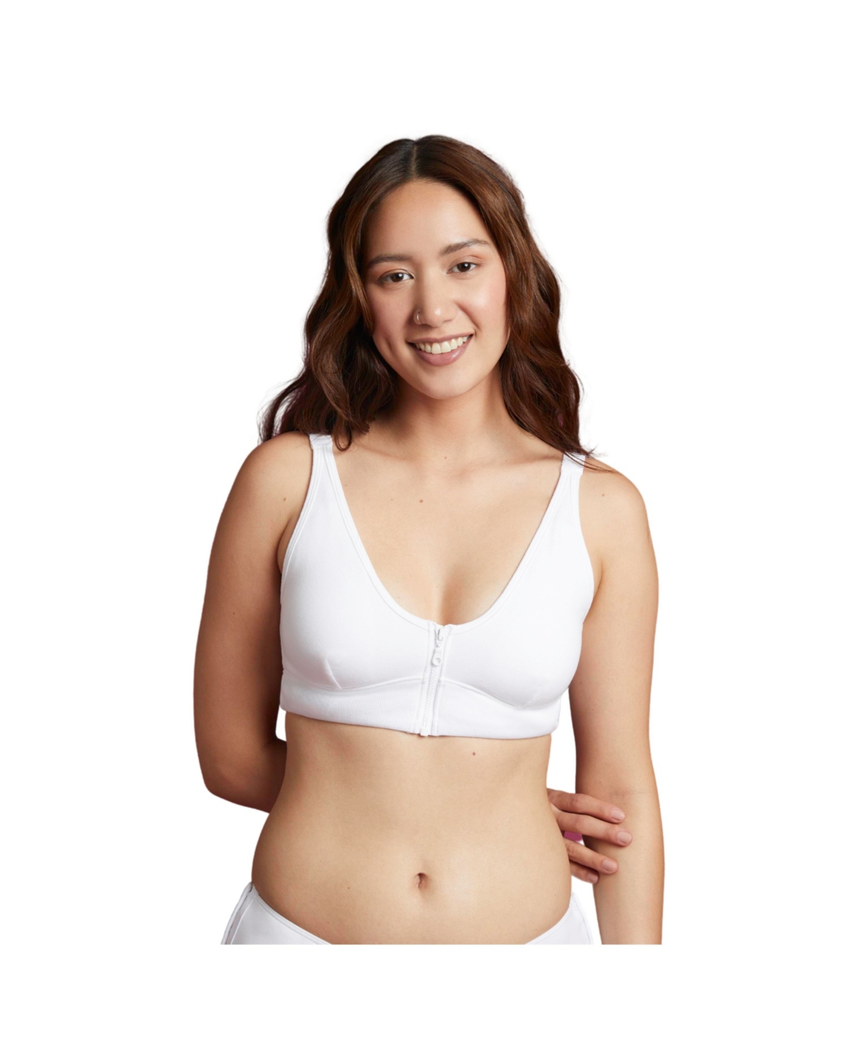 Click here for Slick Chicks Womens Wireless Zip Front Bra - White prices