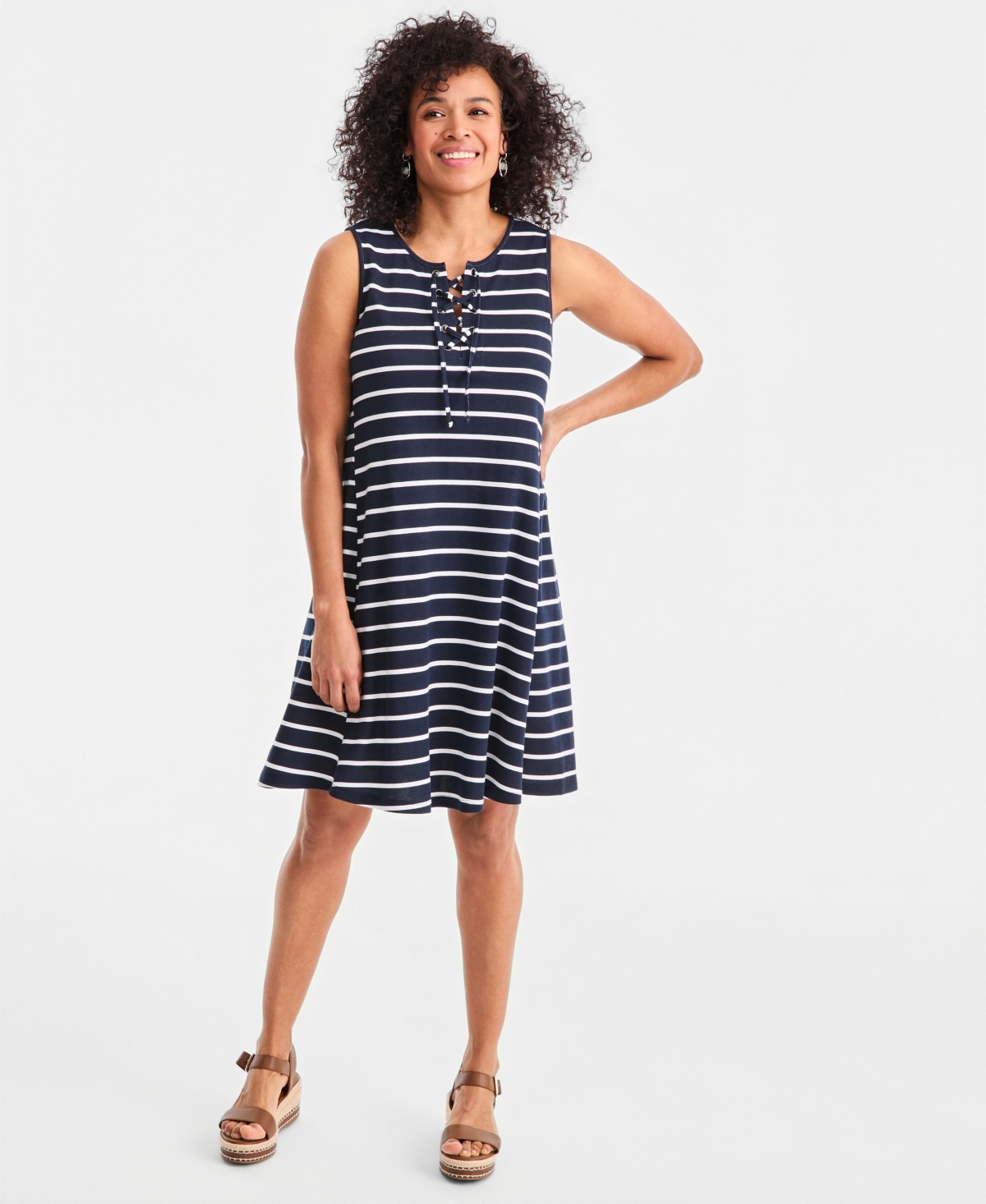 Click here for Style & Co Womens Lace-Up Sleeveless Dress  Macys... prices