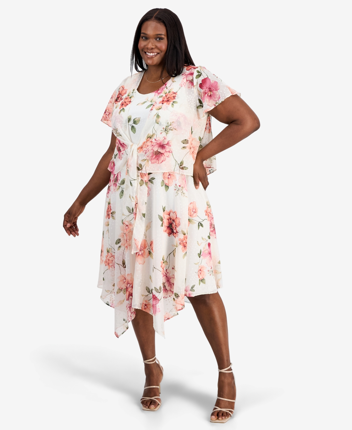 Click here for Robbie Bee Plus Size 2-Pc. Floral-Print Chiffon Dr... prices