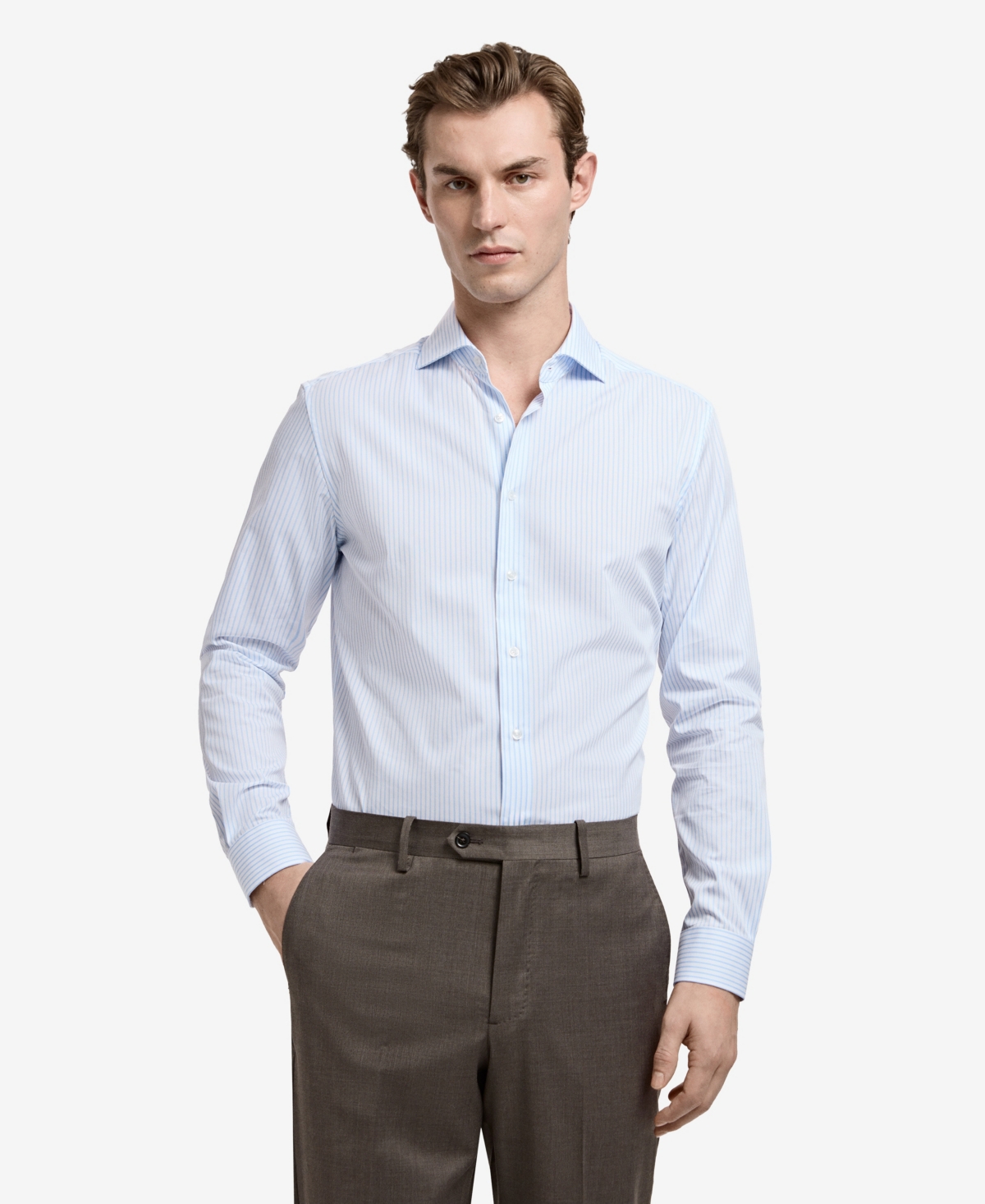 Click here for Mango Mens Slim Fit Cotton Striped Dress Shirt - S... prices