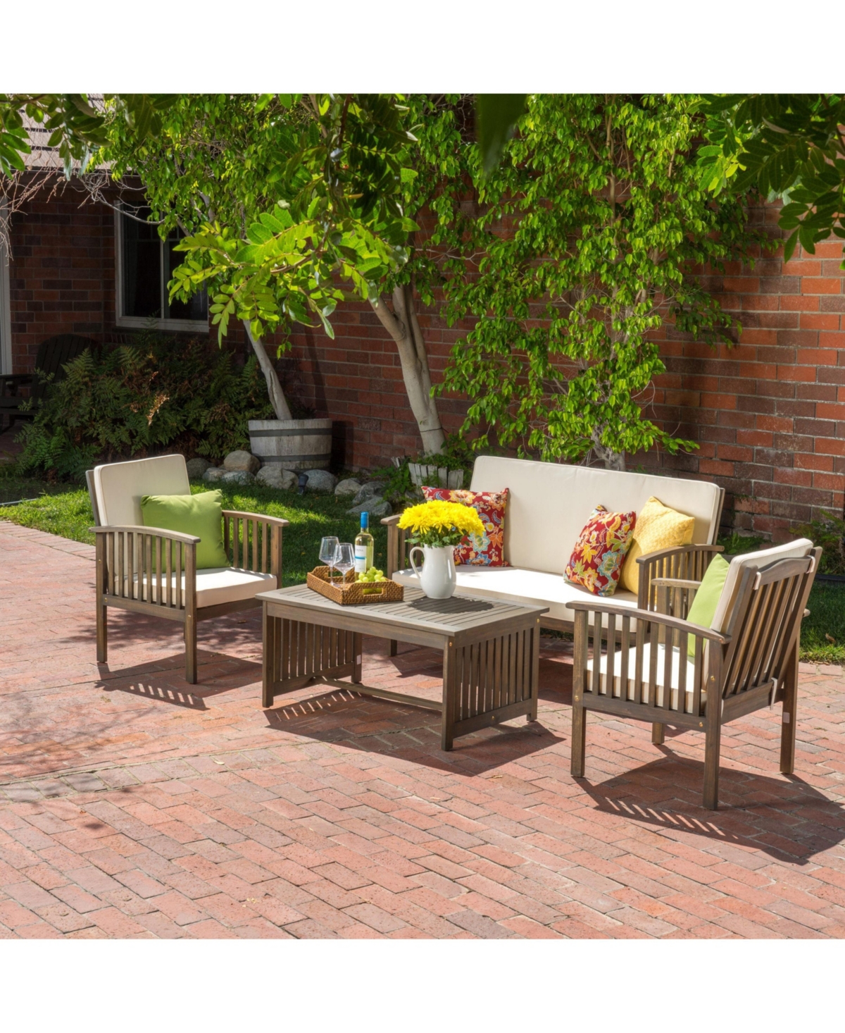 Click here for Flynama 4 Piece Acacia Wood Outdoor Chat Set Water... prices
