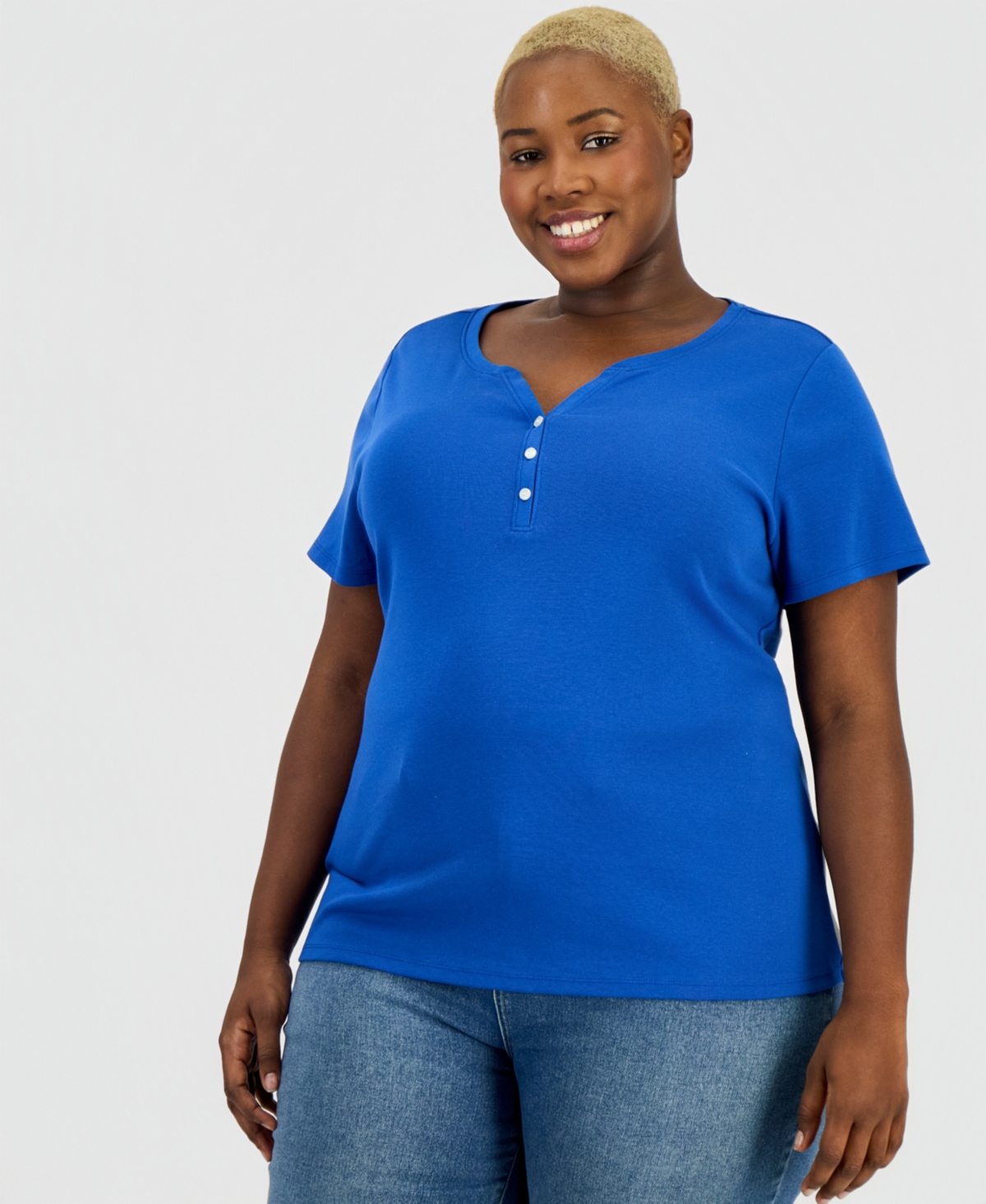 Click here for Style & Co Plus Size Short-Sleeve Henley Top  Excl... prices