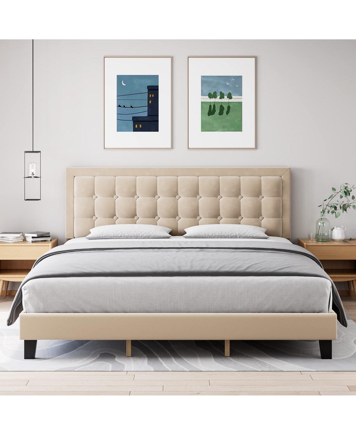 Click here for gaomon Platform Bed Frame with Upholstered Button... prices