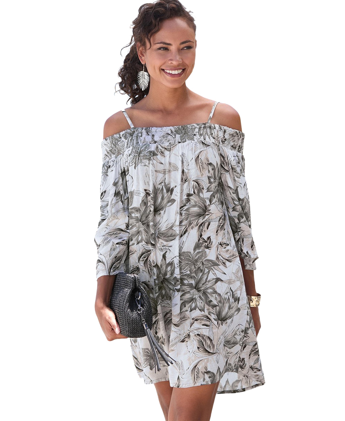 Click here for Lascana Womens Off The Shoulder Patterned Dress -... prices