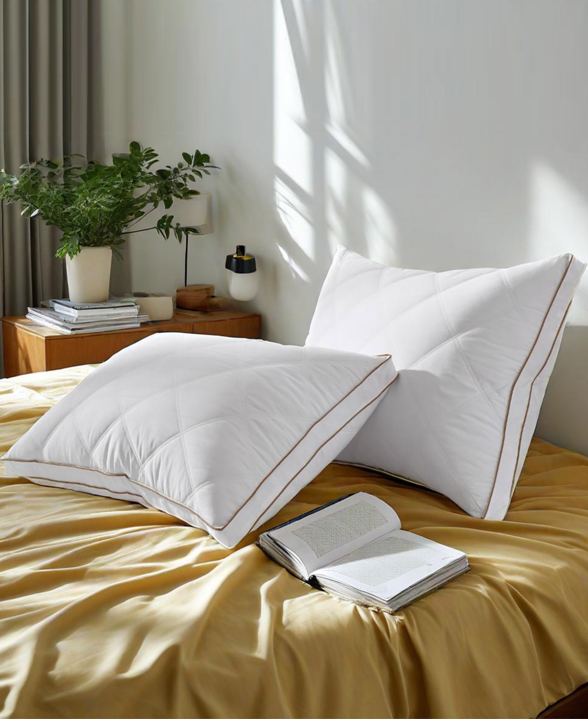 Click here for Unikome Medium Firm Goose Feather 2-Pack Pillows... prices