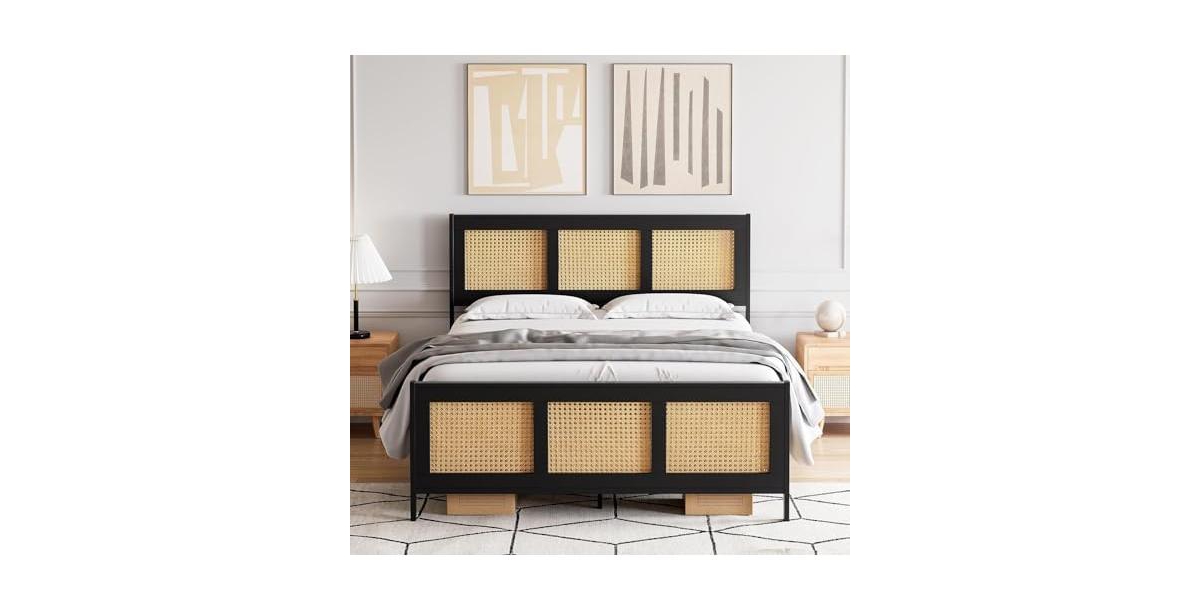 Click here for gaomon Queen Metal Bed Frame with Rattan Headboard... prices