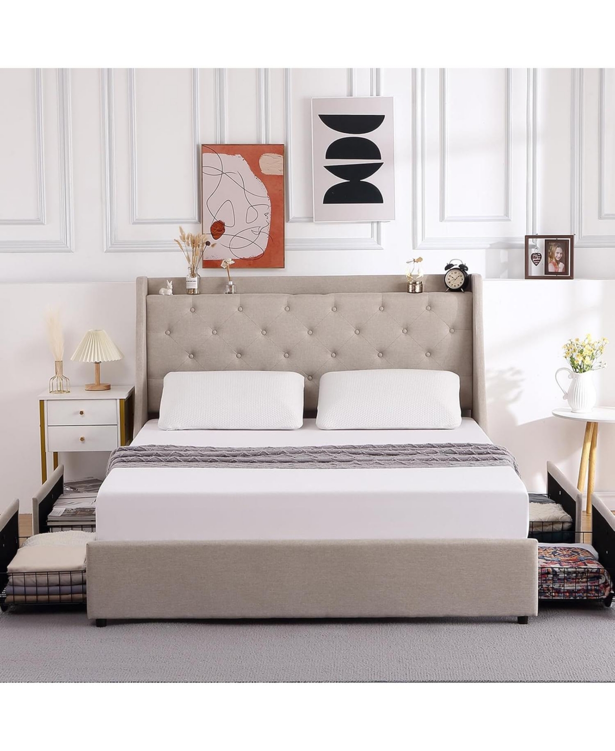 Click here for gaomon Full Bed Frame with 4 Storage Drawers  Type... prices