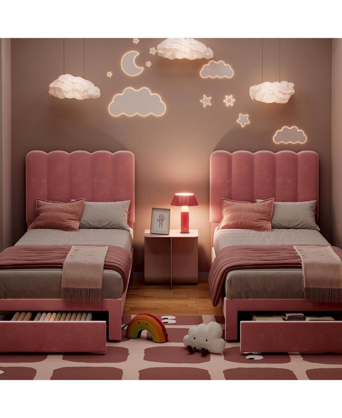 Click here for gaomon 2 Sets Twin Bed Frame with Under-Bed Drawer... prices