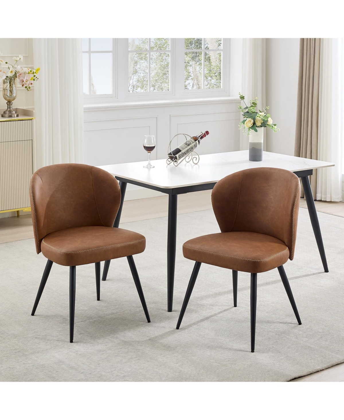 Click here for gaomon Set of 2 Ergonomic Leather Upholstered Dini... prices