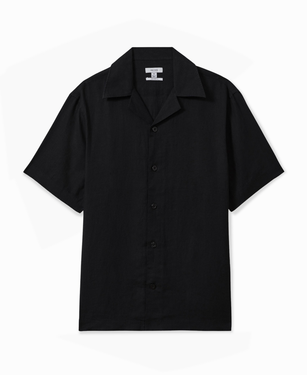 Click here for Reiss Mens Linen Cuban-Collar Shirt - Black prices
