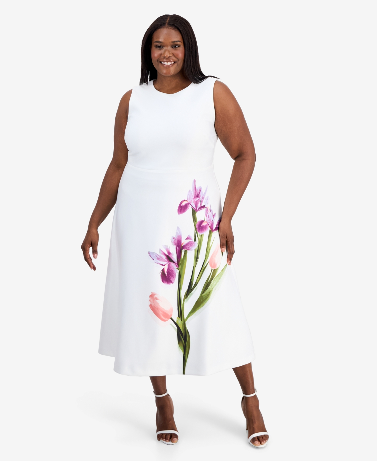 Click here for Anne Klein Plus Size Placed-Print Scuba Midi Dress... prices