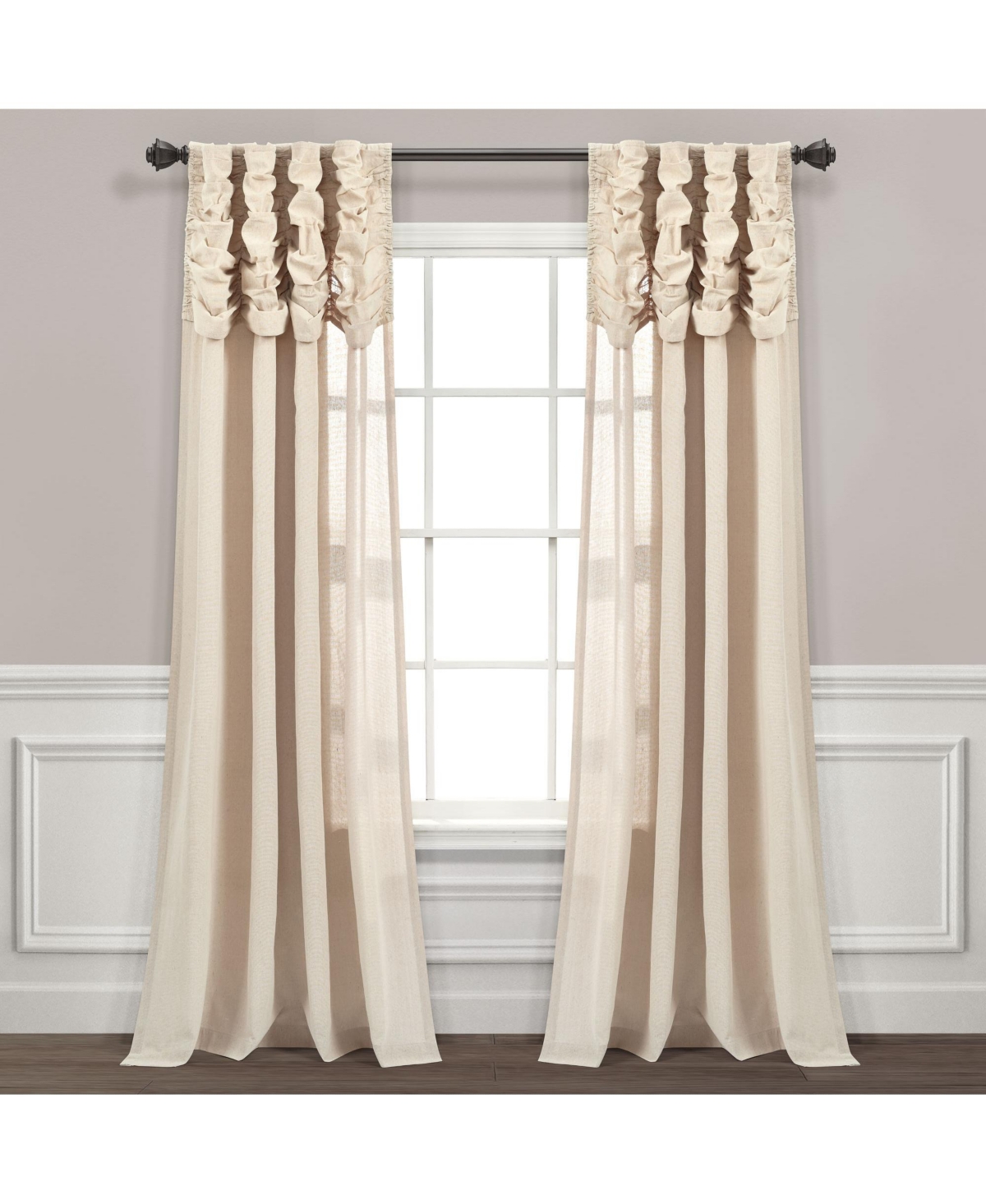 Click here for Lush Decor Ruched Waterfall Linen Textured Window... prices
