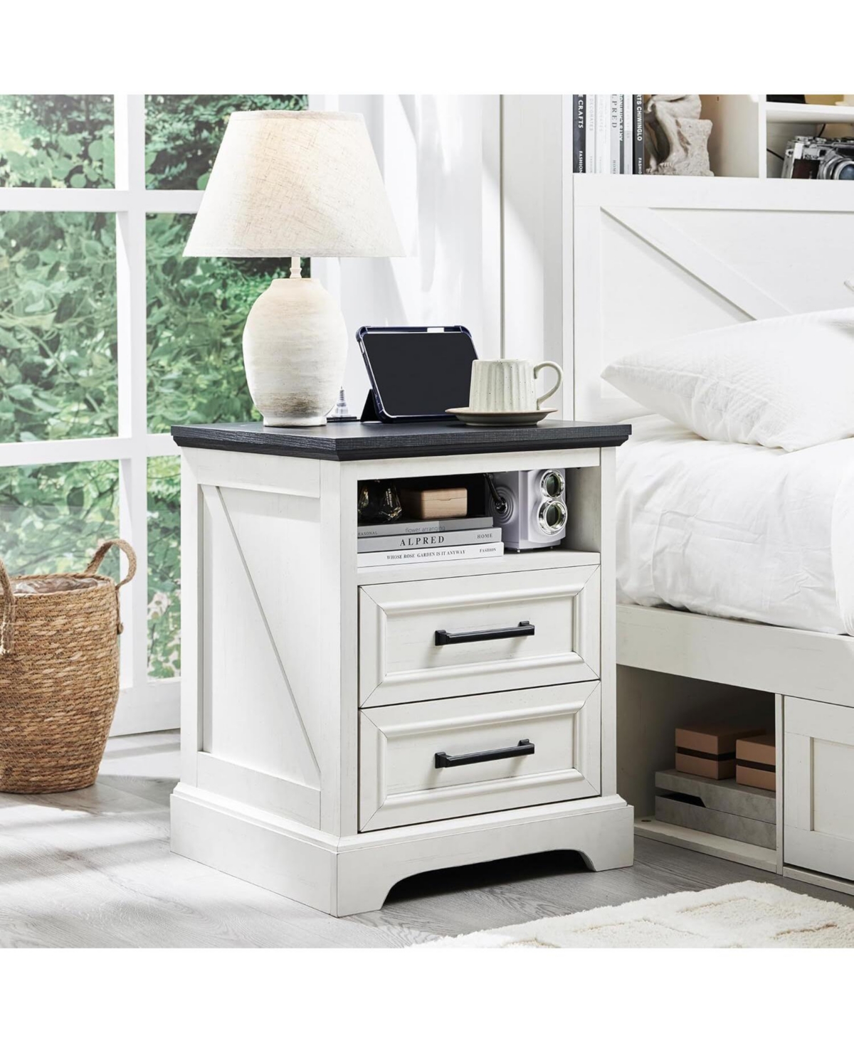 Click here for Gaomon 18 Inch White Farmhouse Nightstand  2-Drawe... prices