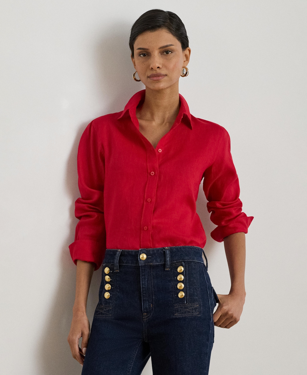 Click here for Lauren Ralph Lauren 100 Linen Shirt - Cruise Red prices