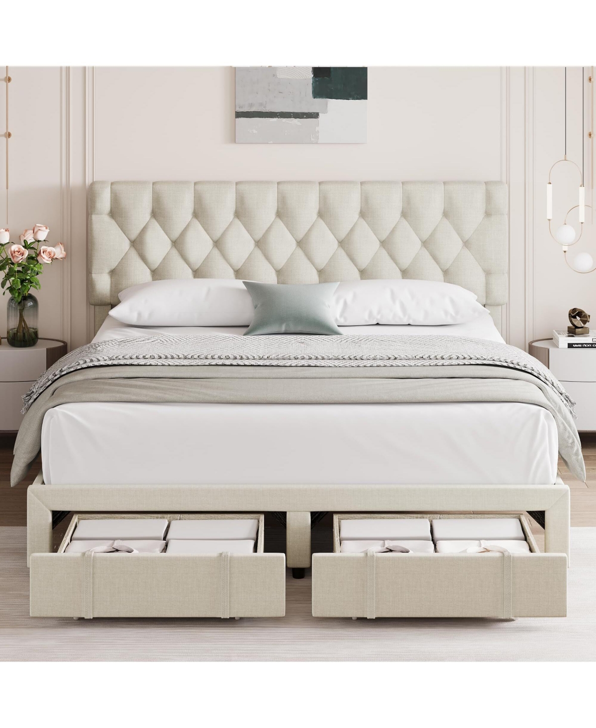 Click here for gaomon King Bed Frame with 2 Storage Drawers  Upho... prices