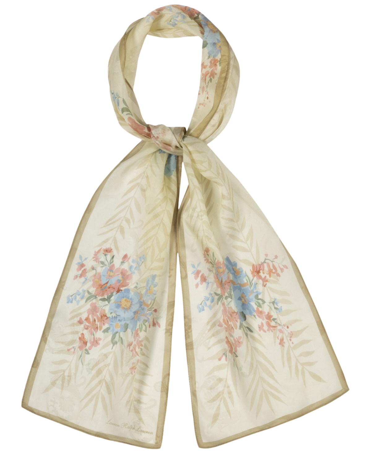 Click here for Lauren Ralph Lauren Floral Oblong Scarf - Birch Ta... prices