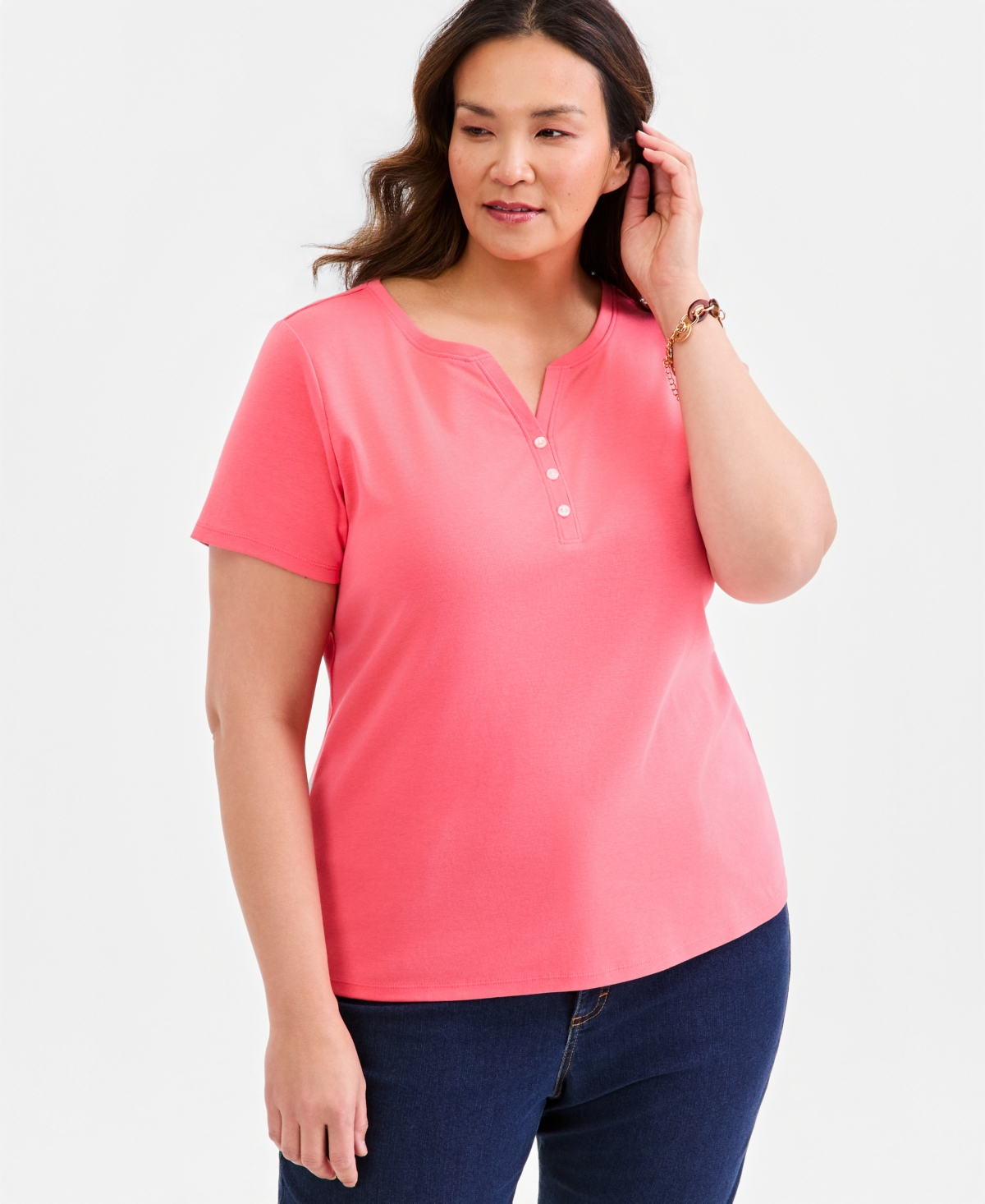 Click here for Style & Co Plus Size Short-Sleeve Henley Top  Excl... prices