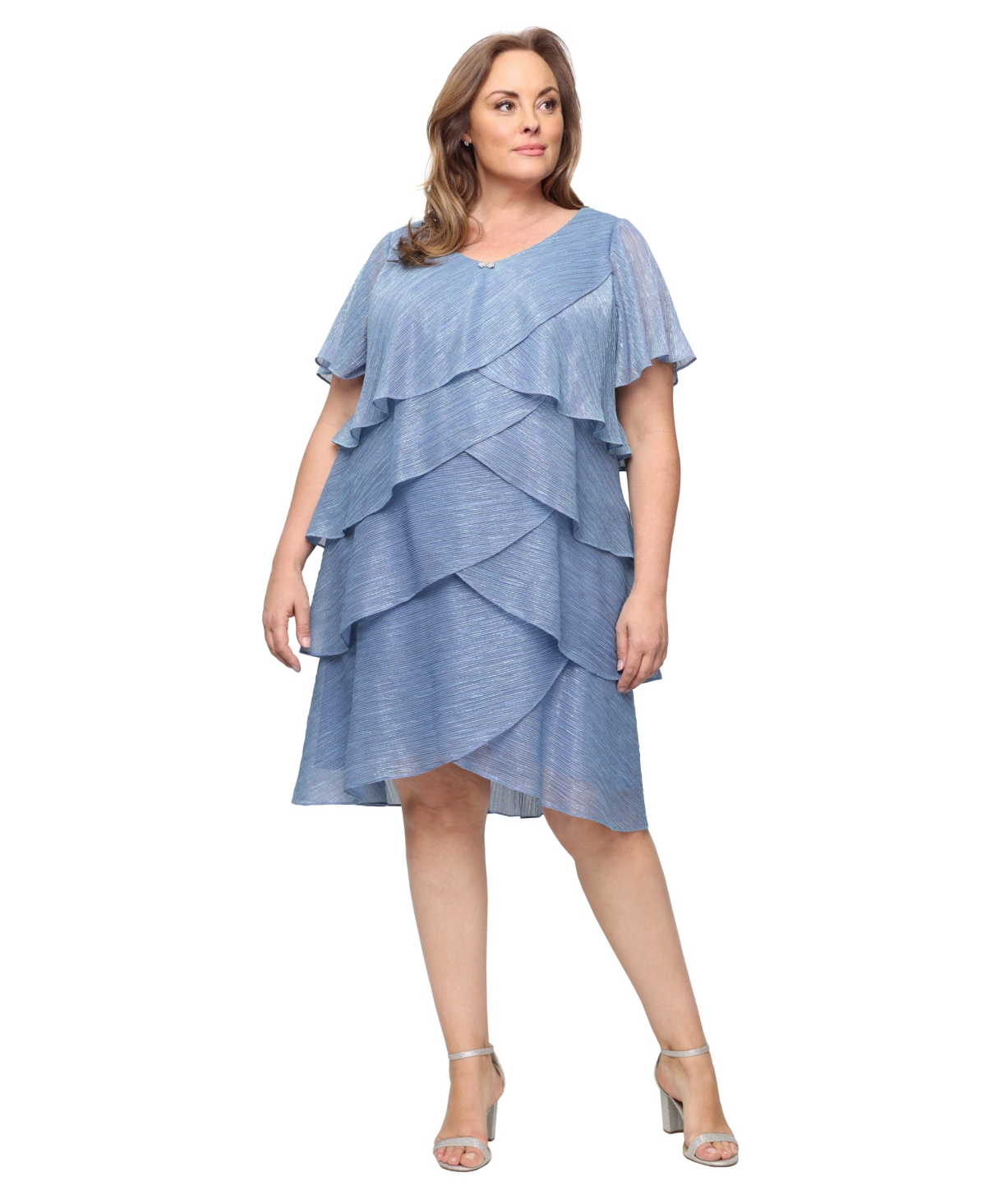 Click here for Sl Fashions Plus Size Tiered Metallic Dress - Hydr... prices