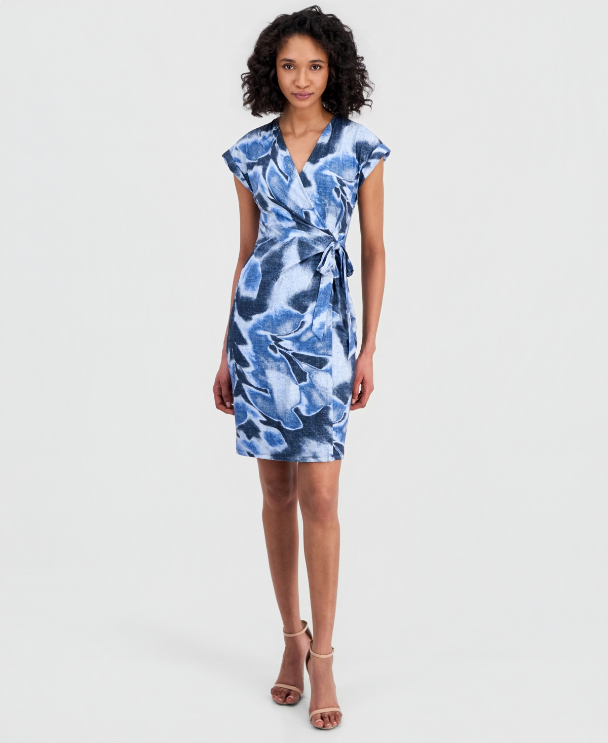 Click here for Anne Klein Womens Printed Wrap Sheath Dress - Dist... prices