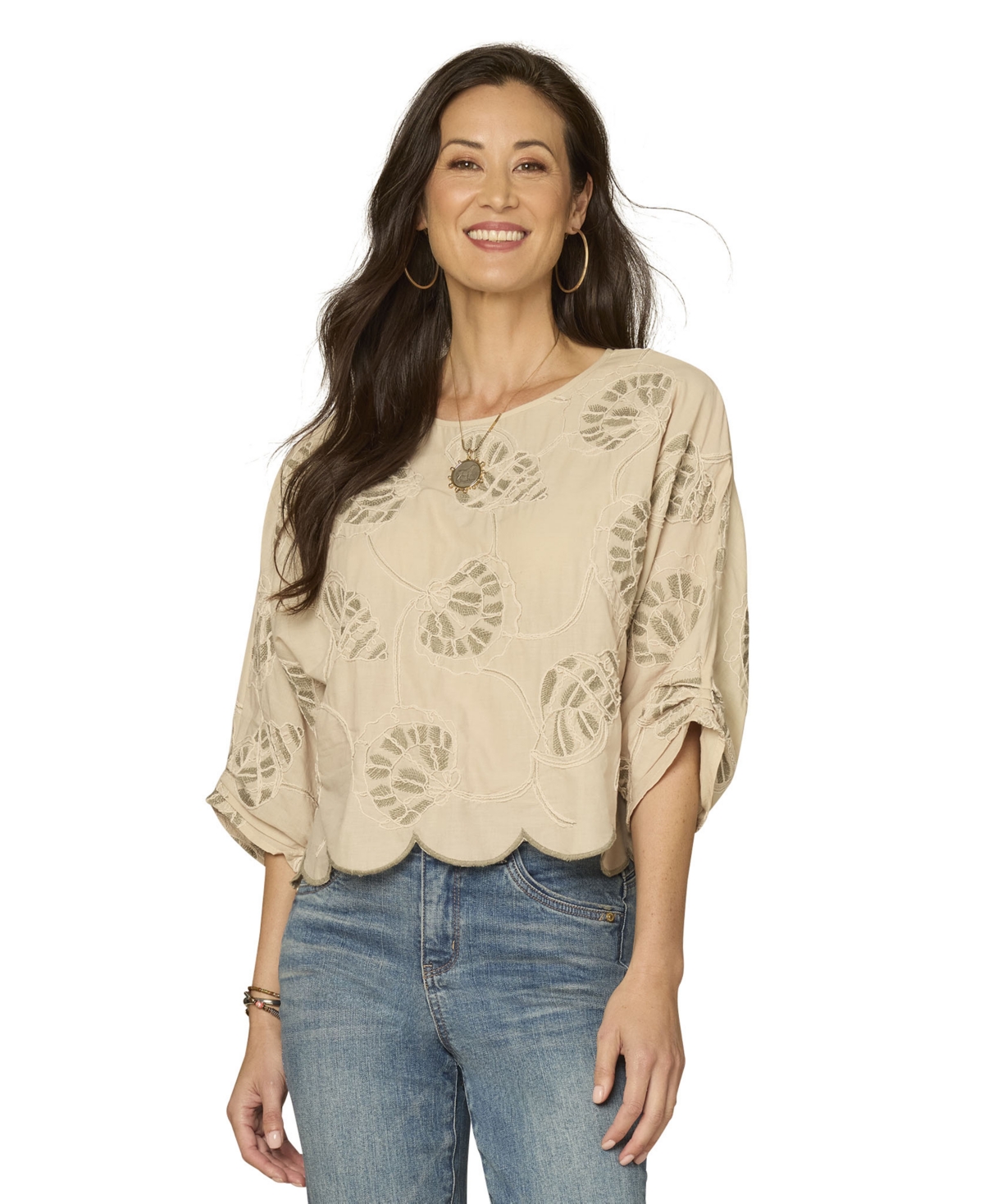 Click here for Democracy Petite Crew Neck Relaxed Fit Top - Natur... prices