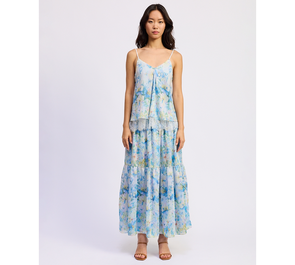 Click here for En Saison Womens Vivian V-Neck Top - Ivory Blue Ye... prices