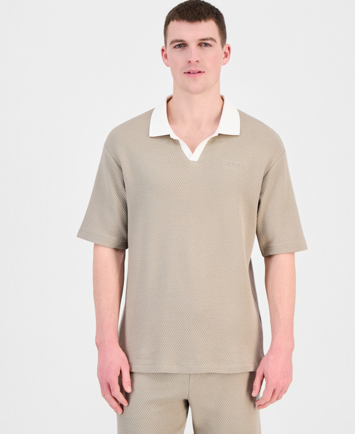 Click here for Guess Mens Jhonny Collar Polo Shirt - IMPACT GREY prices