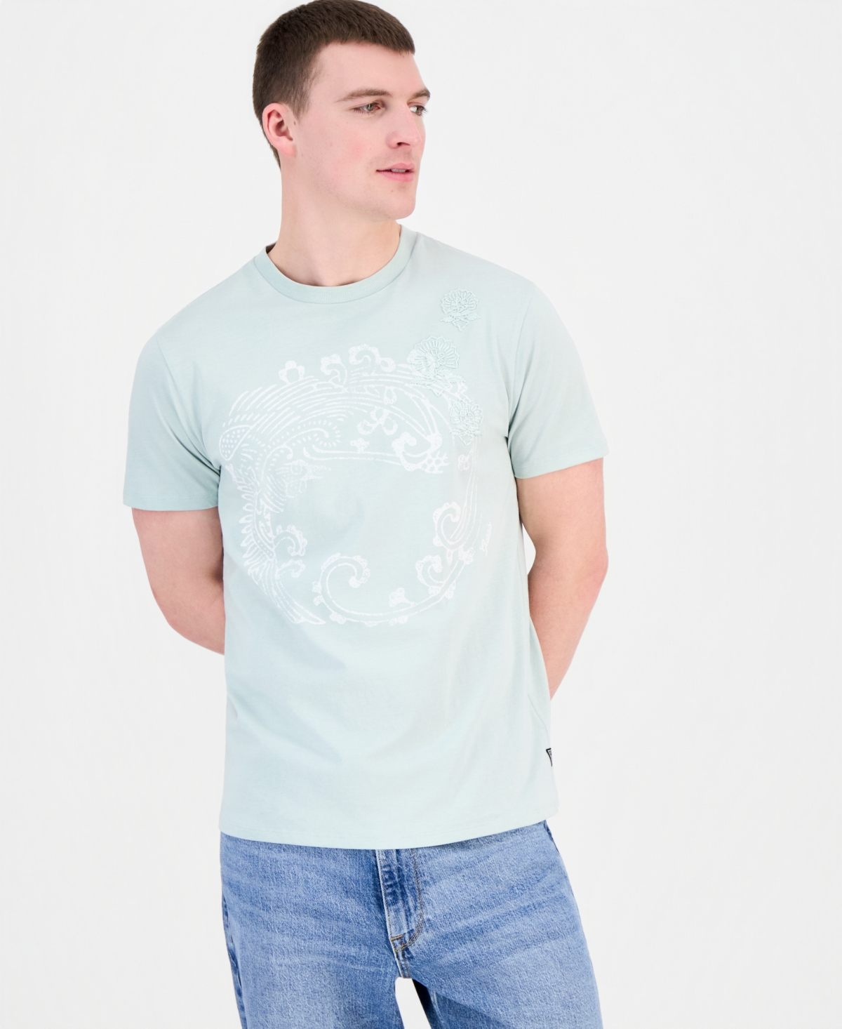Click here for Guess Mens Crafted Wave T-Shirt - SWEET MINT MULTI prices