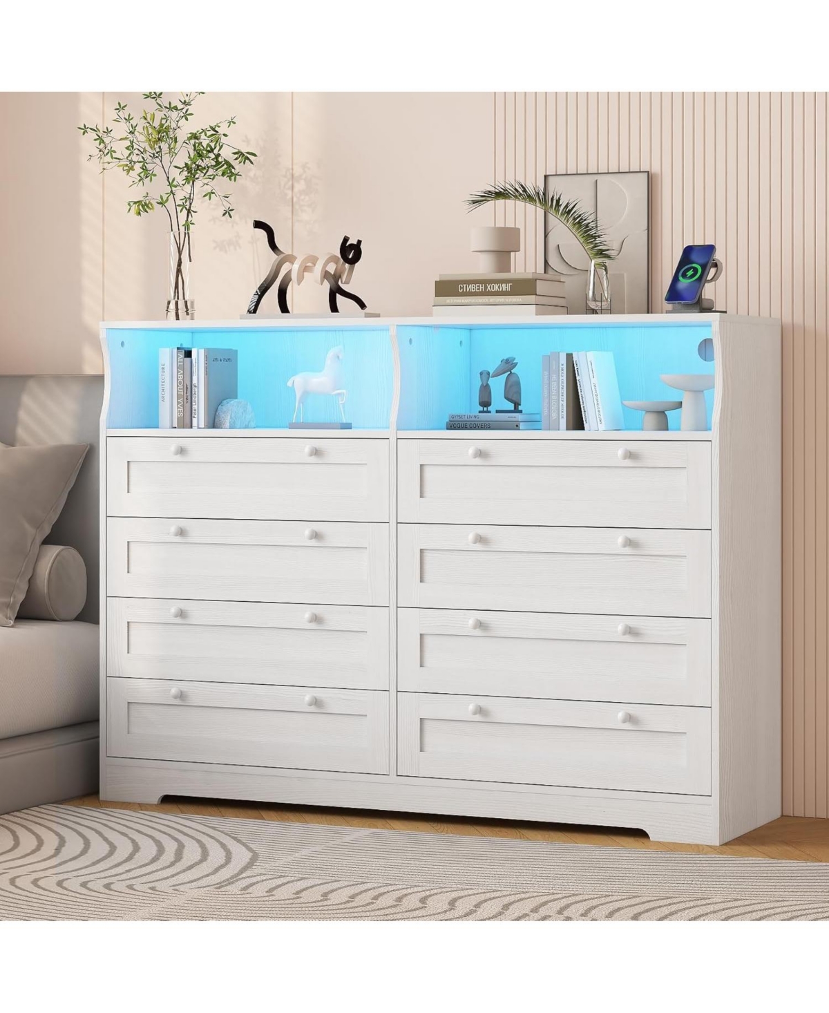 Click here for Gaomon 8-Drawer Wooden Dresser with Led Lights & P... prices