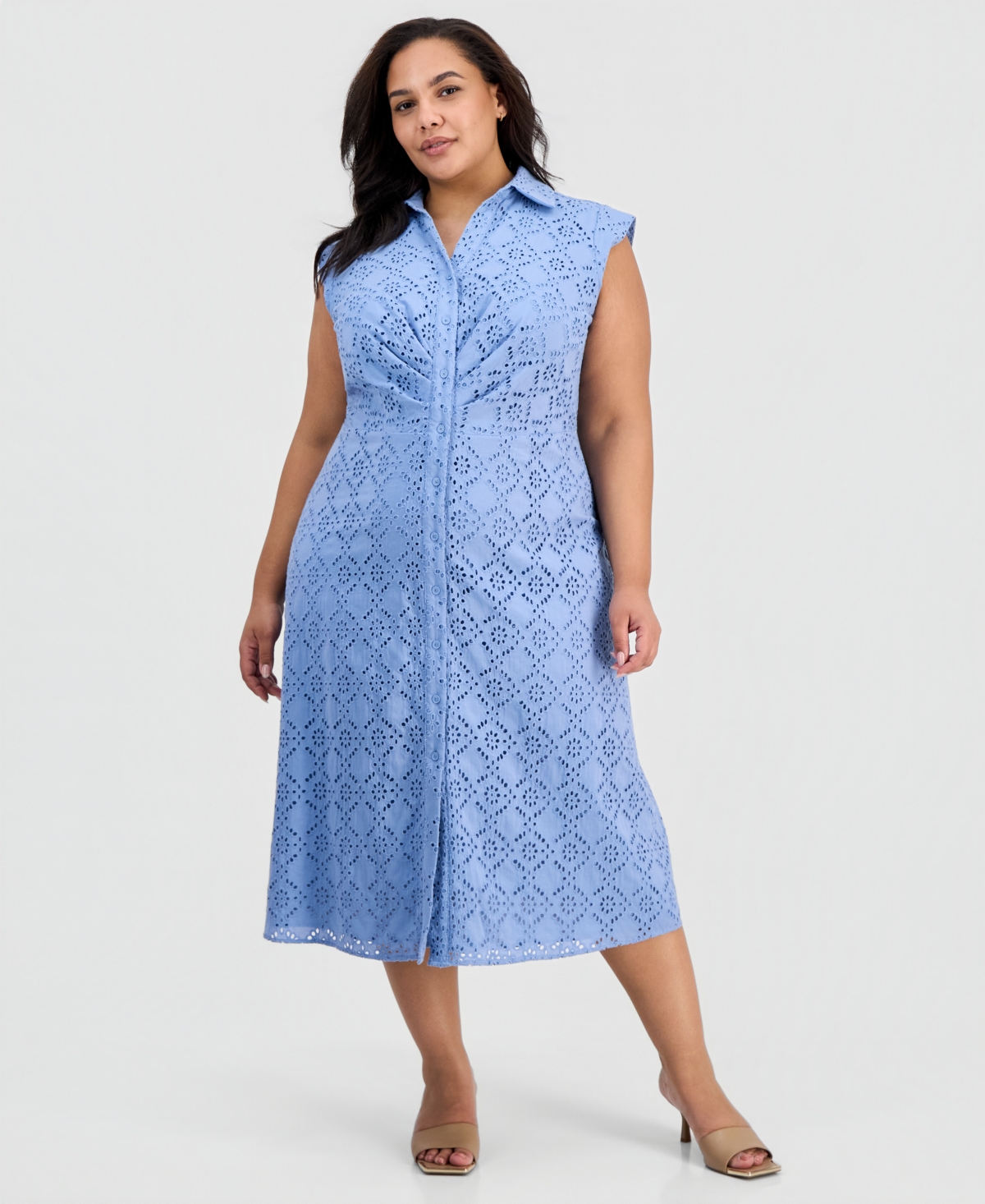 Click here for Anne Klein Plus Size Eyelet-Embroidered Sleeveless... prices