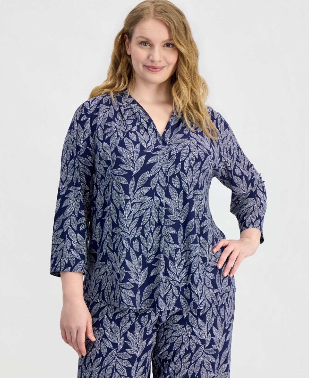 Click here for Anne Klein Essentials Plus Size Pleated 3/4-Sleeve... prices