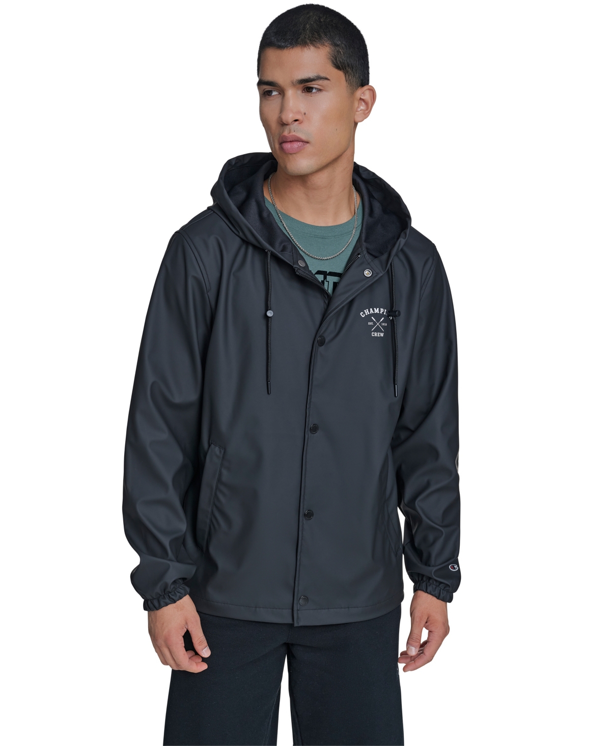 Click here for Champion Mens Rubberized Hooded Rain Jacket - Blac... prices